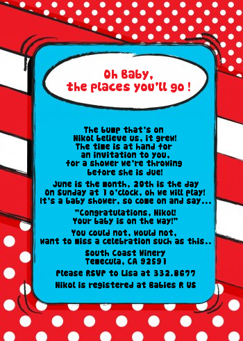 Dr. Seuss Inspired - Baby Shower Invitations – Candles And Favors