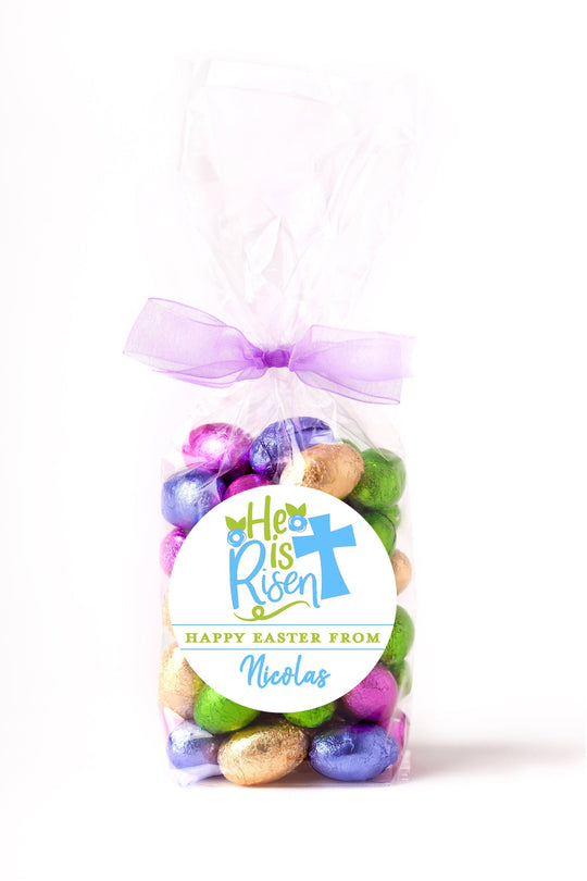 Easter Stickers, He Is Risen Blue, Personalized Easter Stickers, Kids ...